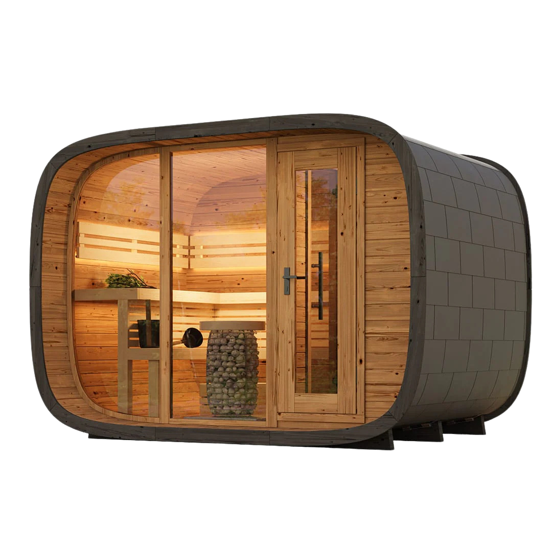 Saunasell Round Cube Double Sauna | Outdoor Sauna – The Muskoka Sauna Co